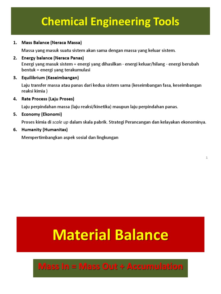 Chemical Engineering Tools: 1. Mass Balance (Neraca Massa) | PDF ...