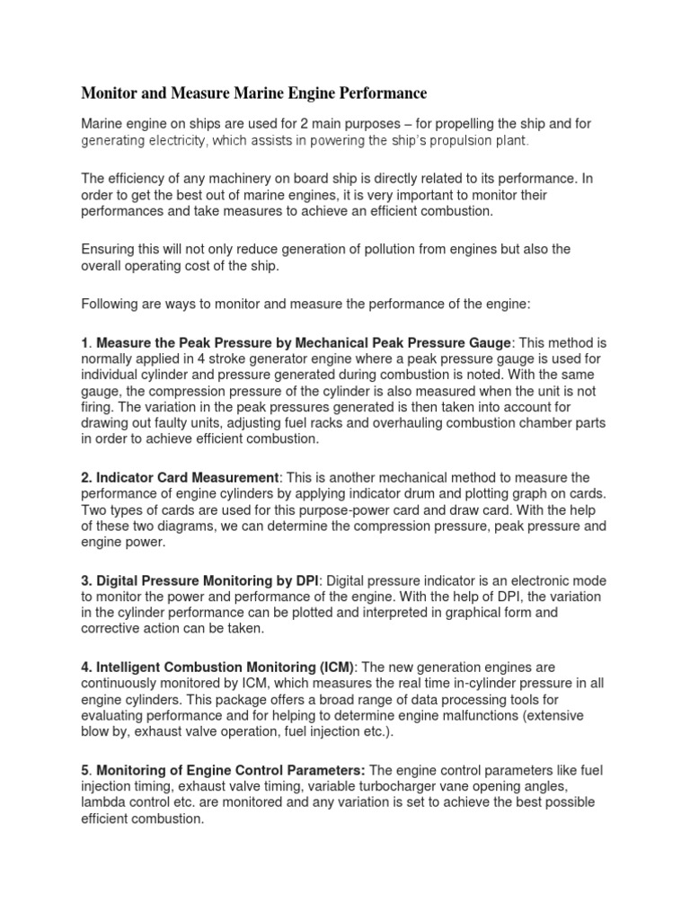 Monitor and Measure Marine Engine Performance-Class 1 | PDF ...