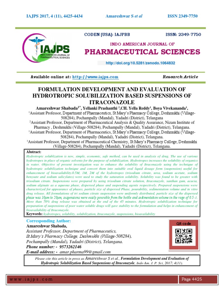 Formulation Development and Evaluation of Hydrotropic Solubilization ...
