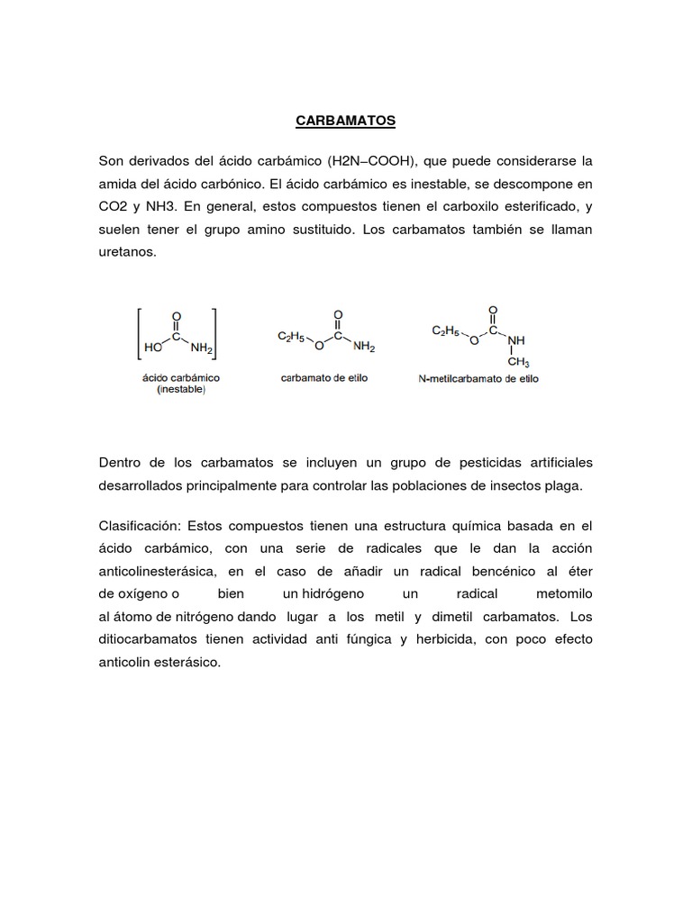 CARBAMATOS | PDF | Compuestos químicos | Química