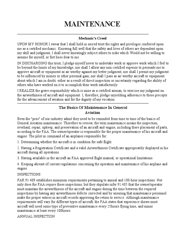Maintenance | PDF | Federal Aviation Administration | Motor Oil