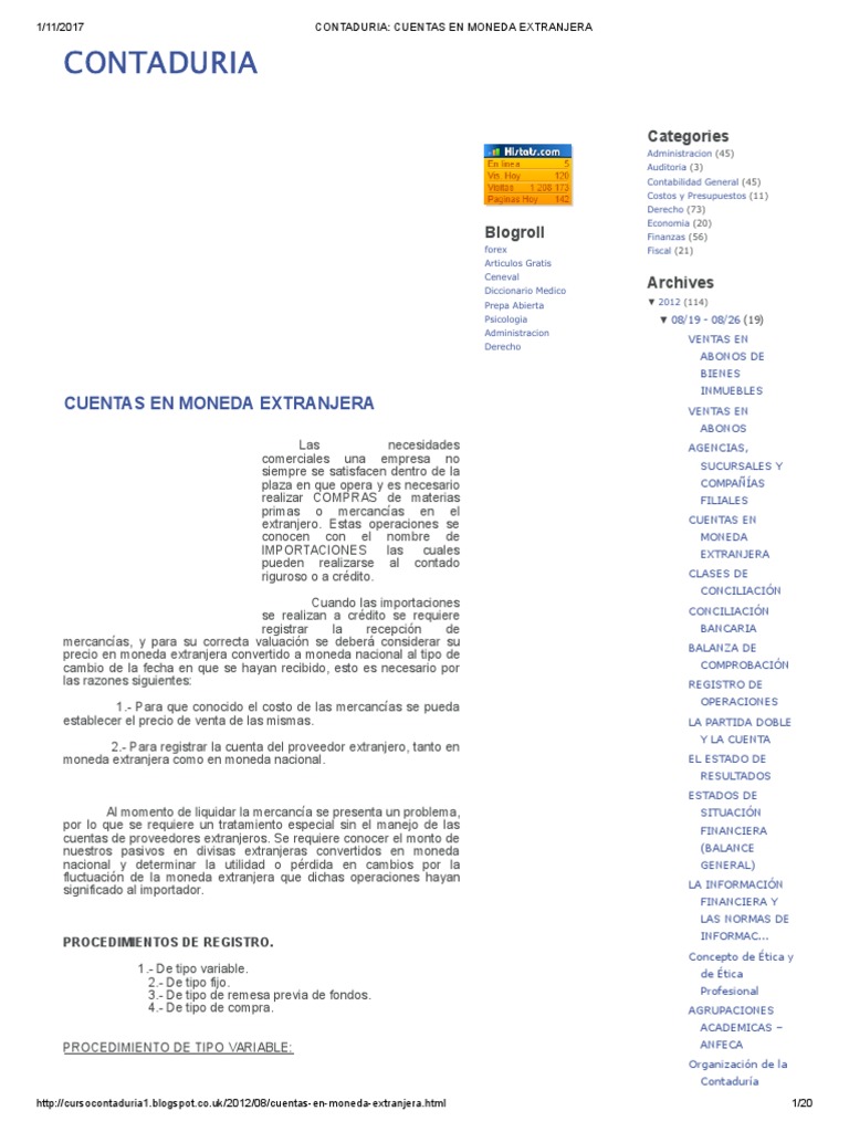 Contaduria - Cuentas en Moneda Extranjera | PDF | Tipo de cambio ...