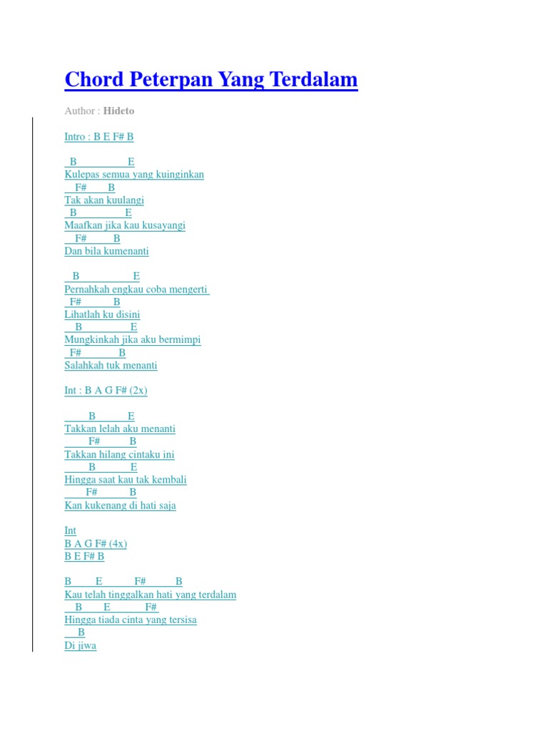 Chord Peterpan Yang Terdalam | PDF