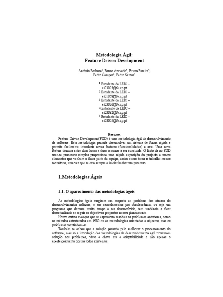 Metodologia Agil Feature Driven Development | PDF | Desenvolvimento ágil de software ...