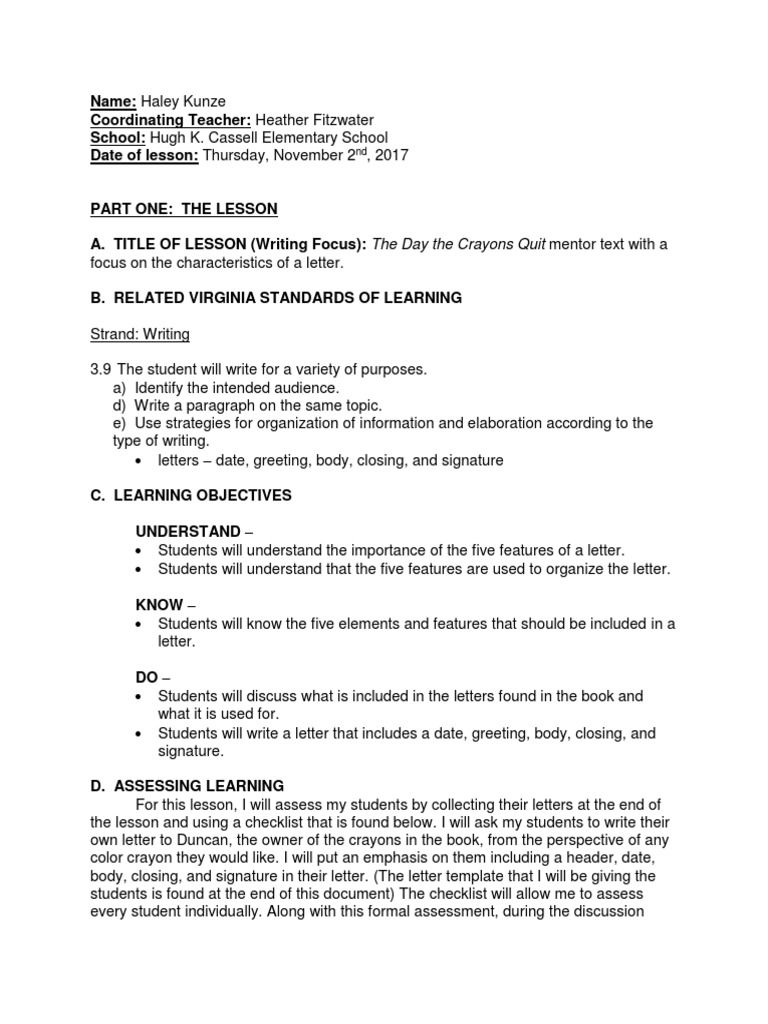 Mentor Text Lesson Plan | PDF | Mentorship | Lesson Plan