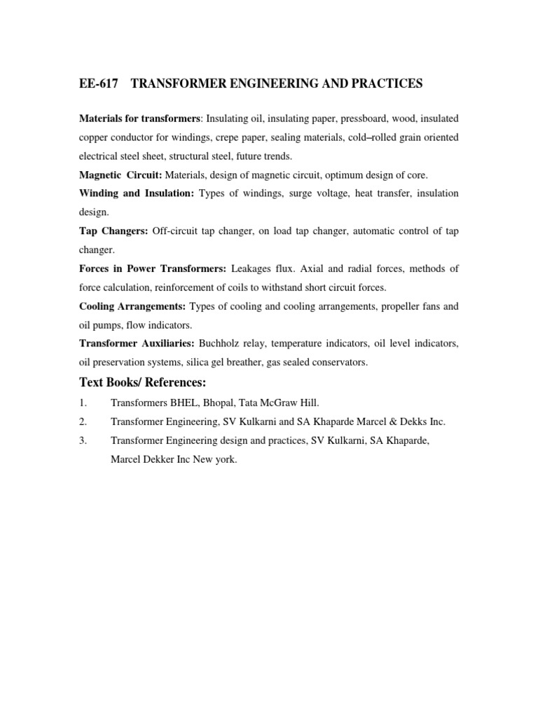 Transformer Design, Components, Cooling Methods, and Protection Systems ...