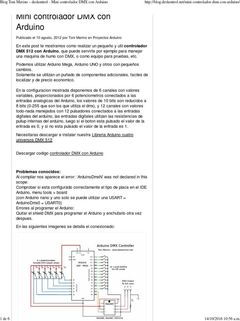 Blog Toni Merino - Deskontrol - Mini Controlador DMX Con Arduino | PDF | Arduino | Áreas de ...