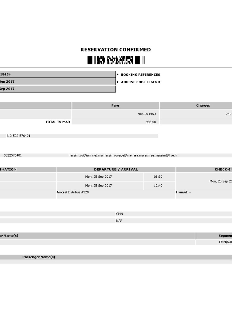 Reservation Confirmed | PDF | Aviation | Airliner