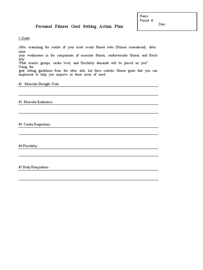 Personal Fitness Goal Setting Action Plan | PDF