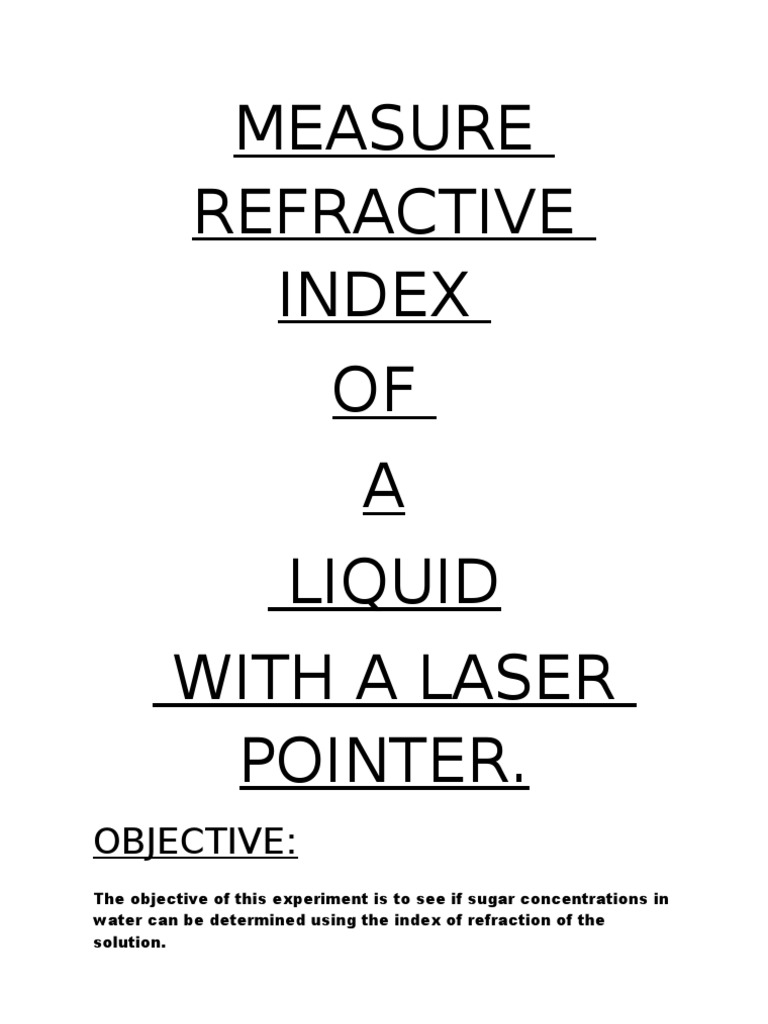 Measure Refractive Index | PDF | Refraction | Refractive Index