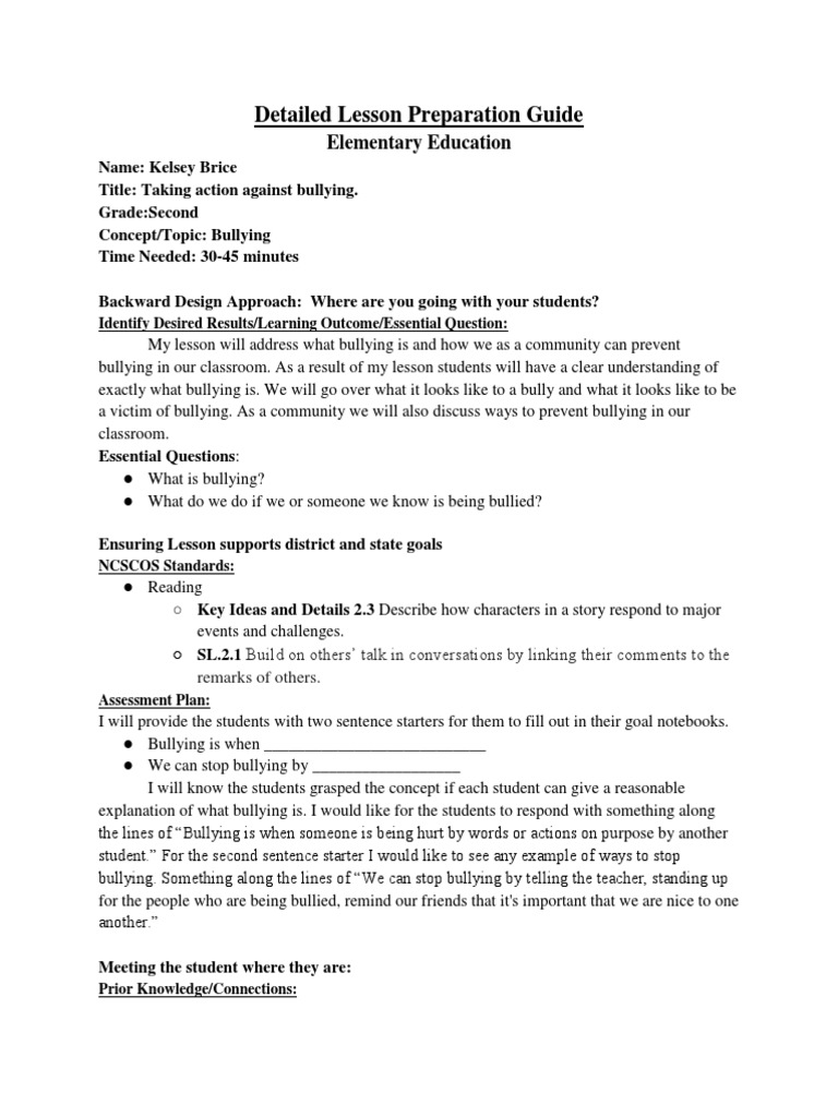 Bullying Lesson Plan | PDF | Bullying | Cognitive Science