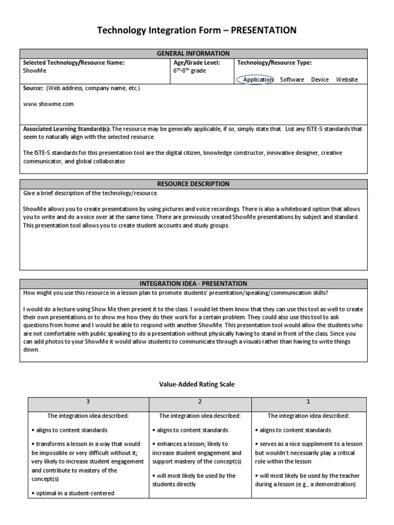 Technology Integration Template-Presentation | PDF | Learning | Pedagogy