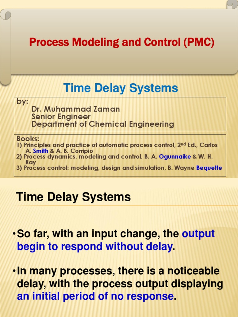 Process Modeling and Control (PMC) : Time Delay Systems | PDF ...