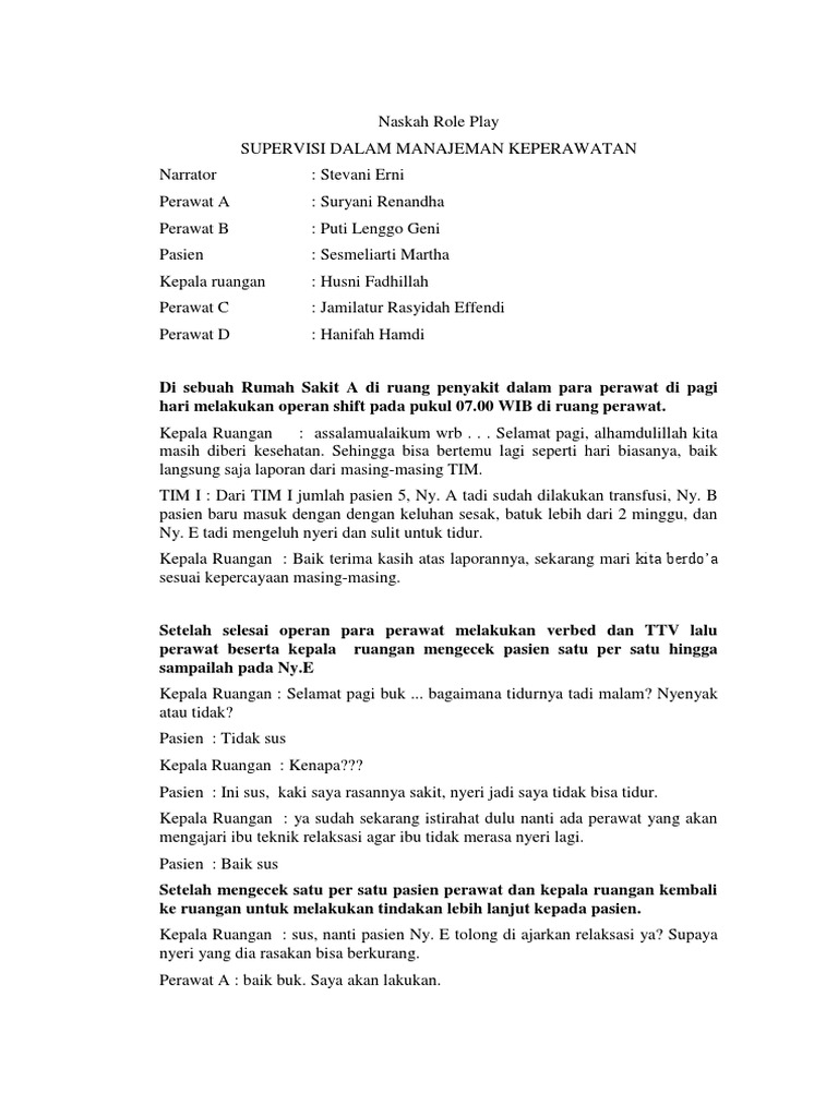 Naskah Role Play Supervisi | PDF