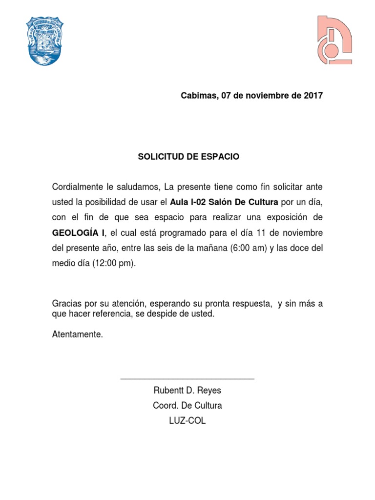 Solicitud de Espacio | PDF