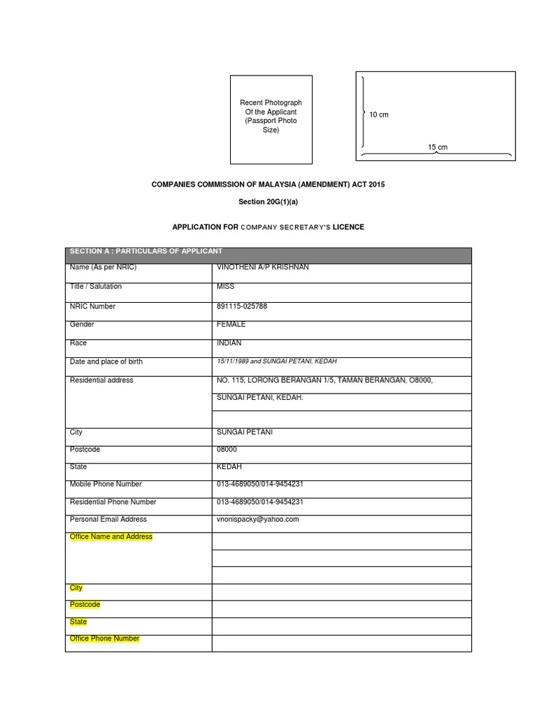 Company Secretary License Application | PDF | Government | Justice