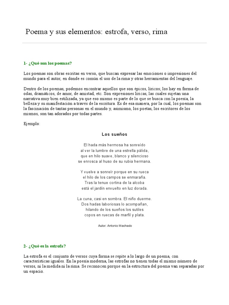Elementos del poema: verso y rima | PDF | Rima | Poesía