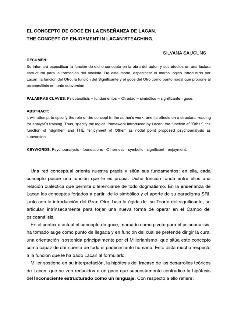 012 El Concepto de Goce en La Enseñanza de Lacan | PDF | Jacques Lacan ...