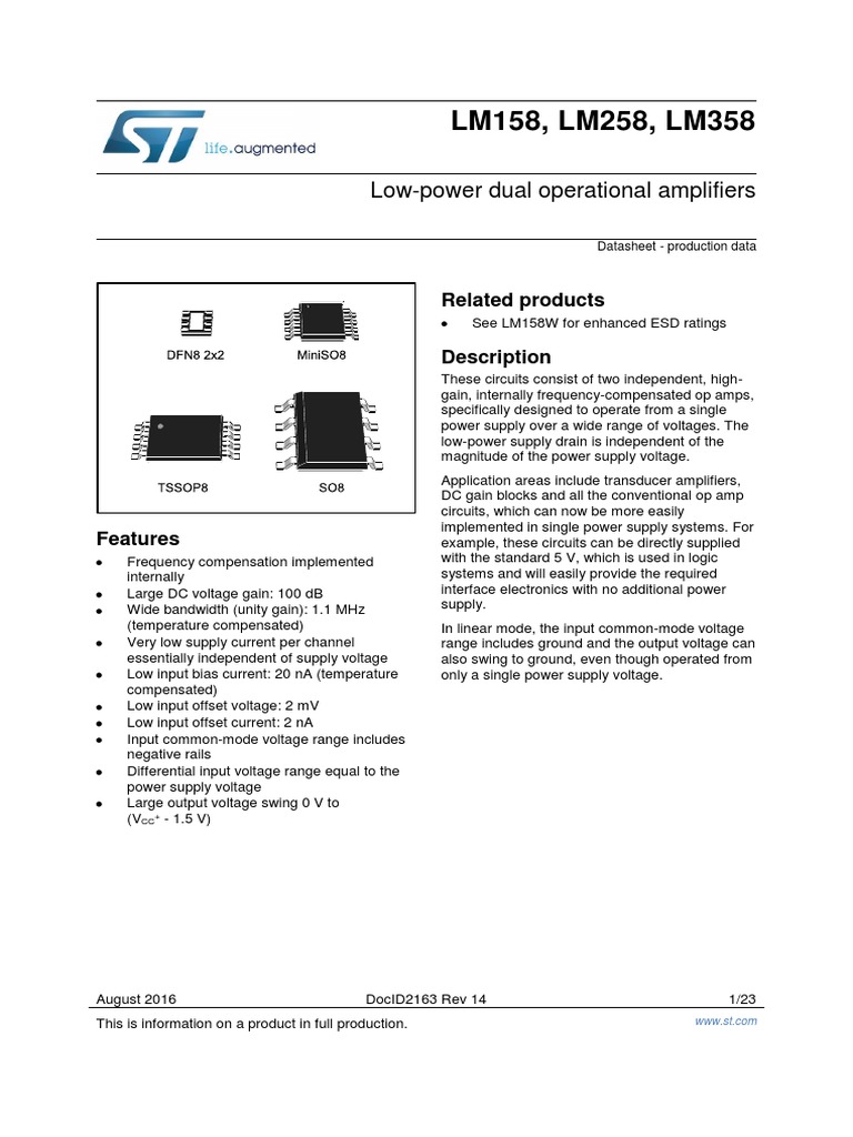 LM358 | PDF | Operational Amplifier | Amplifier