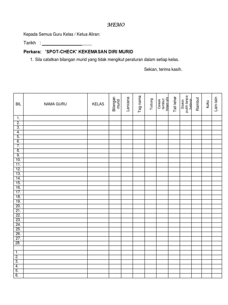 Borang Laporan Kes Murid - Spot Check | PDF