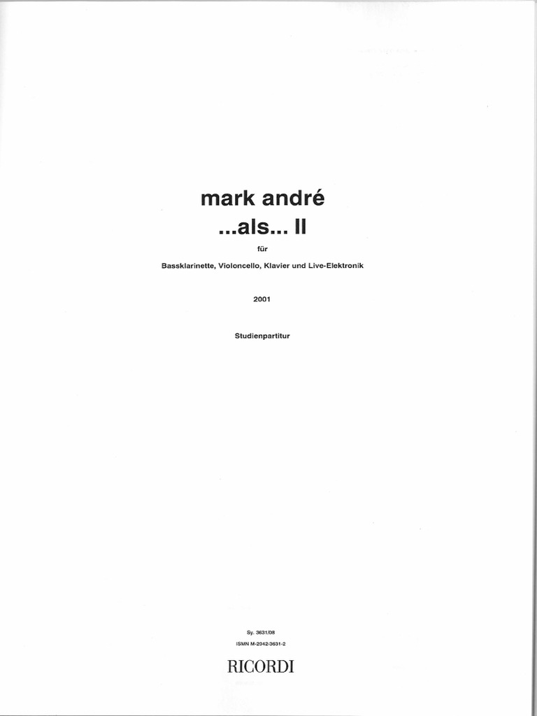 Andre, Mark - ... Als... II (2001) (BCL - VC - Pno - Elec) | PDF