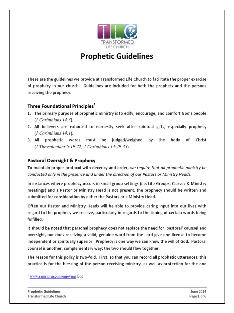 Guidelines for Facilitating Effective Prophetic Ministry at Transformed ...