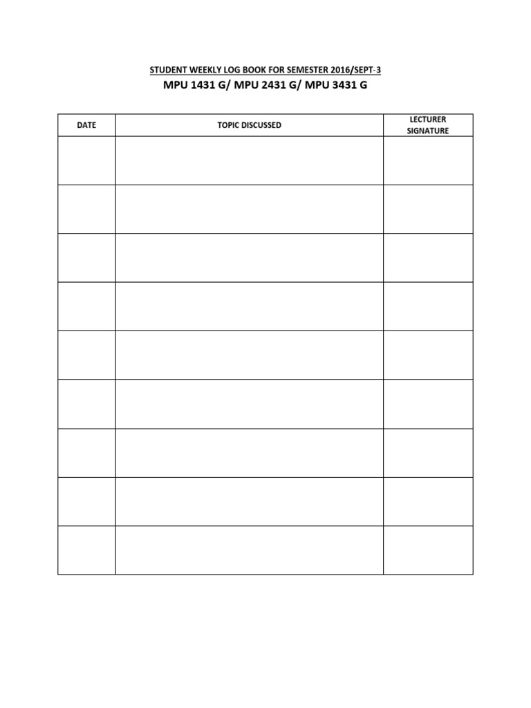 Weekly Log Book | PDF | Foreign Language Studies