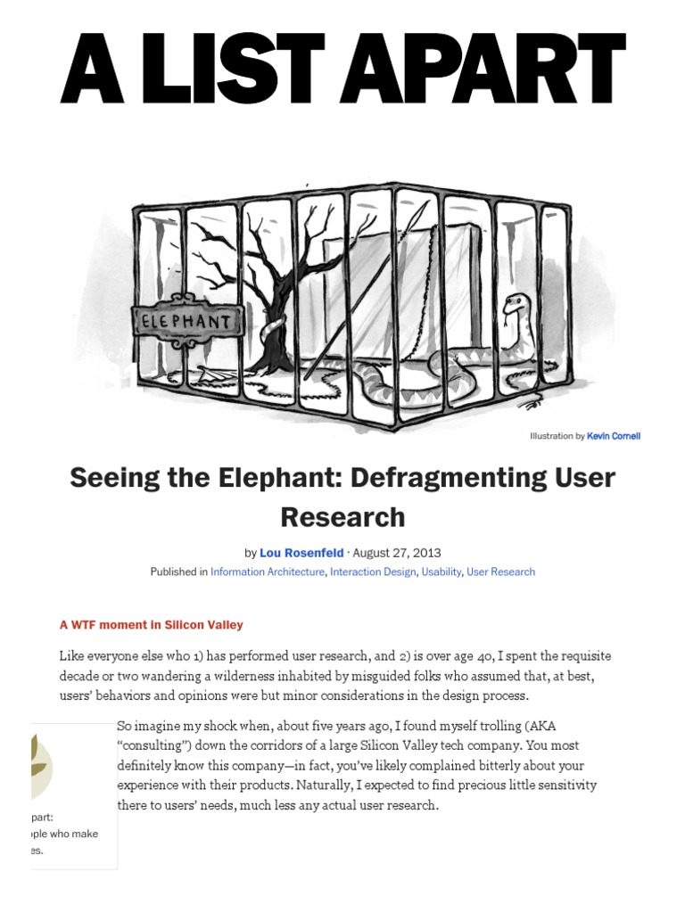 Seeing The Elephant - Defragmenting User Research | PDF | Quantitative ...