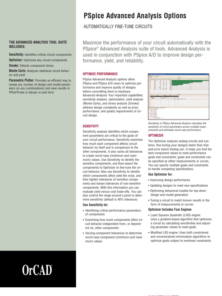 OrCAD PSpice Advanced Analysis | PDF | Sensitivity Analysis | Least Squares