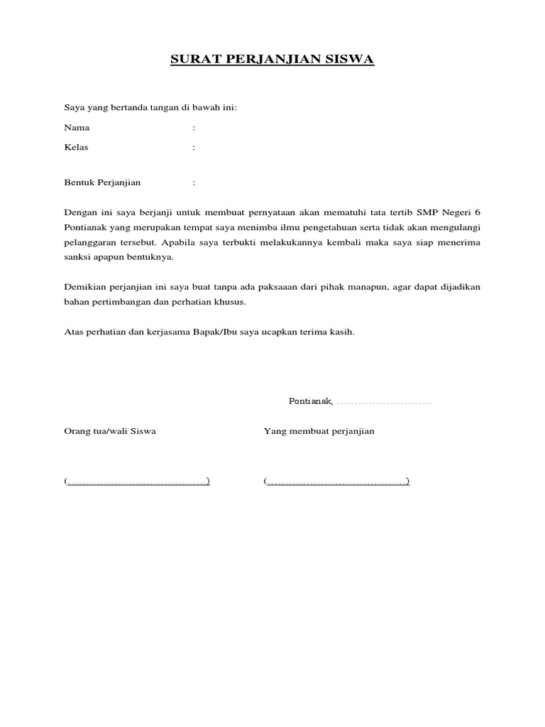 Surat Perjanjian Siswa | PDF