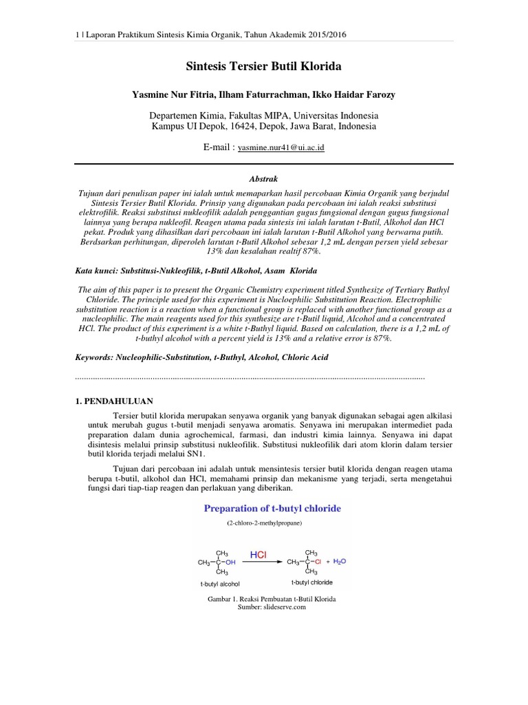 Pembuatan Tersier Butil Klorida | PDF