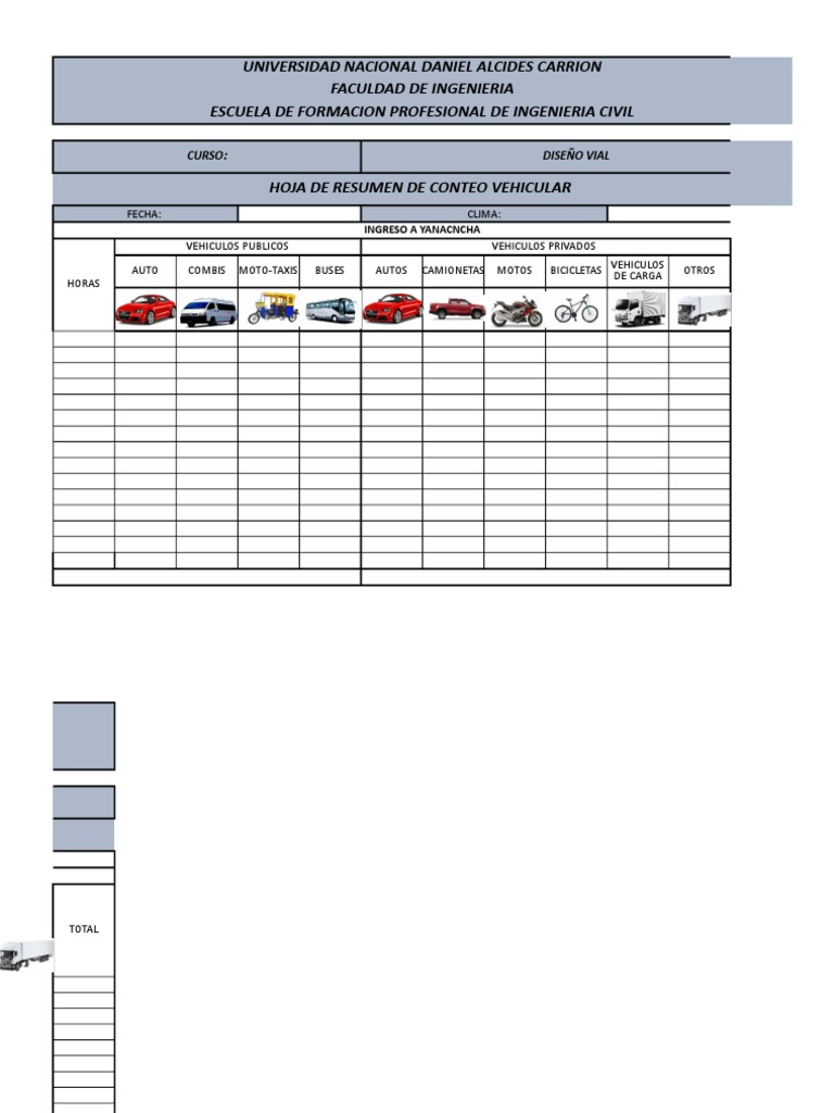 Formato de AFORO VEHICULAR | PDF