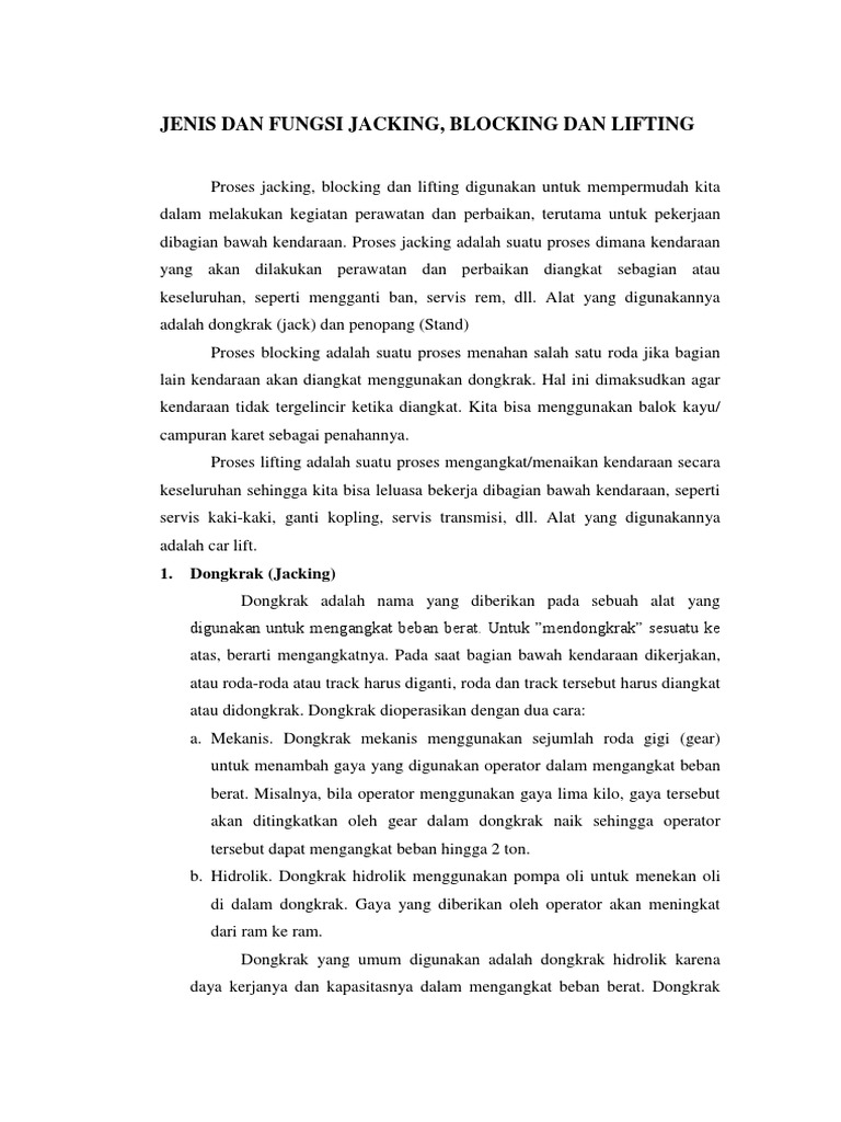 Jenis Dan Fungsi Jacking | PDF