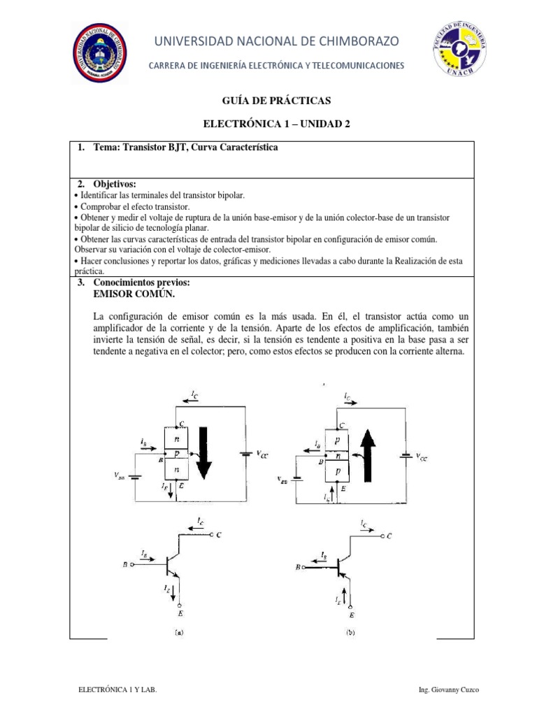 Guía 4 BJT Curva Caracteristica 1 | PDF | Transistor de unión bipolar ...