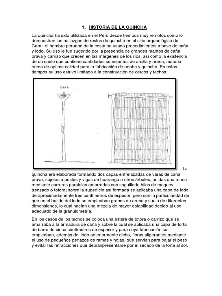 Historia y características de la quincha | PDF | Materiales de ...