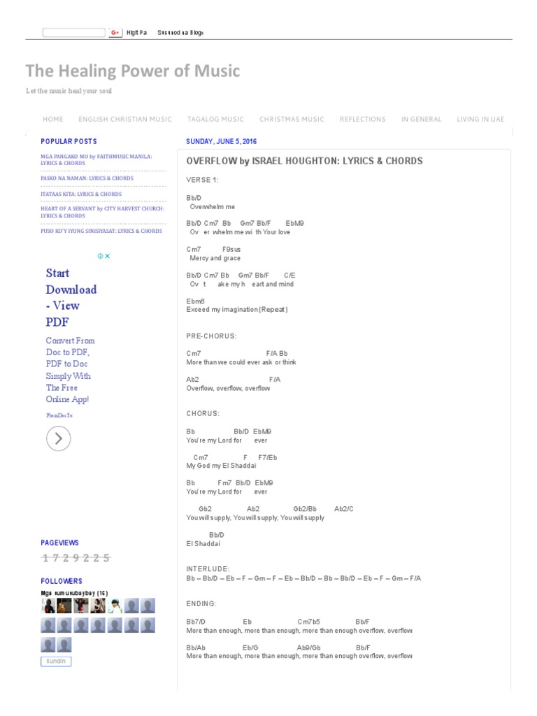 The Healing Power of Music - Overflow by Israel Houghton - Lyrics ...