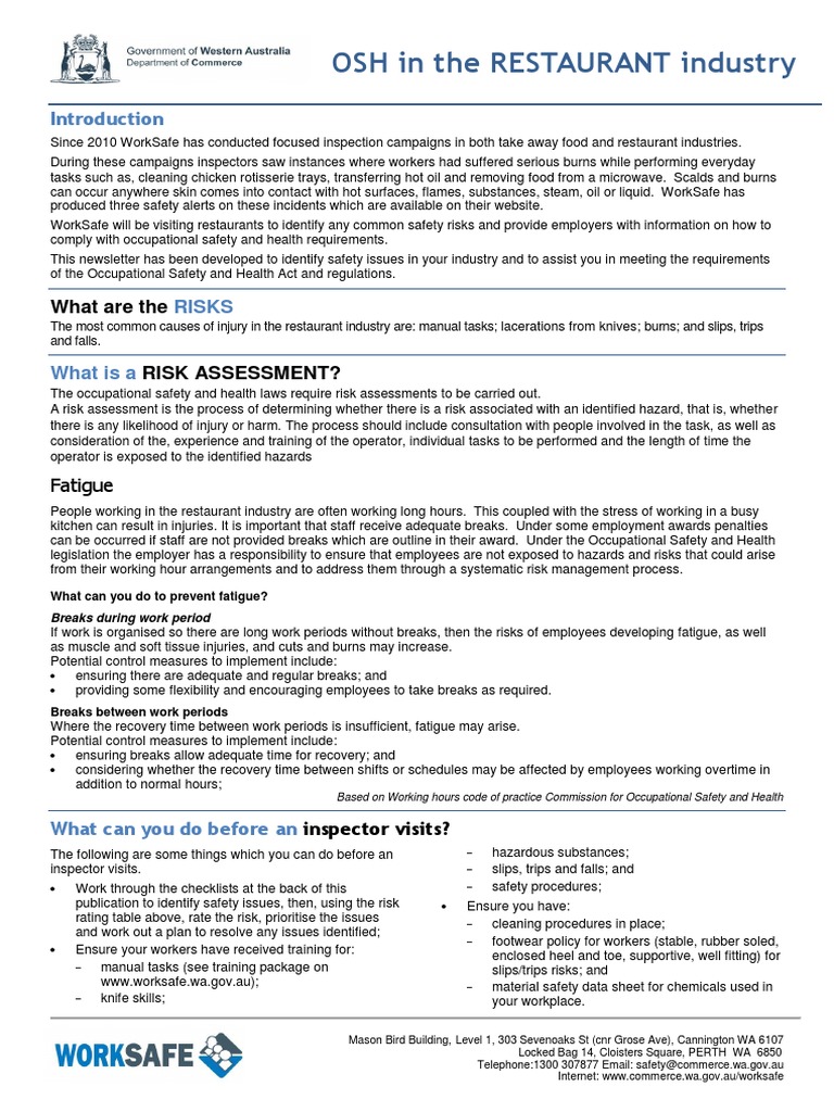 Restaurants 2015-16 | PDF | Knife | Occupational Safety And Health