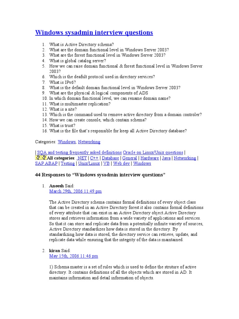 Windows Sysadmin Interview Questions | PDF | Active Directory | Routing
