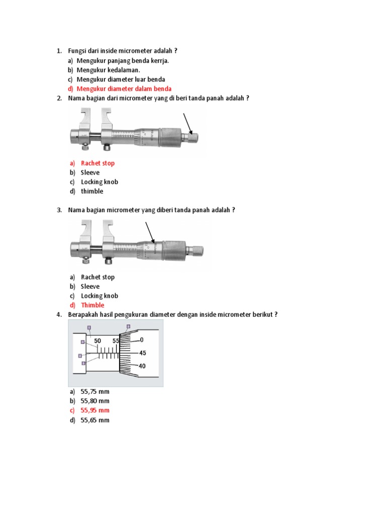 Inside Micrometer Soal | PDF