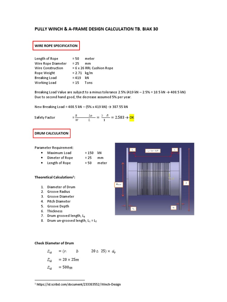 Winch Calculation TUG BOAT Biak 30 | PDF | Strength Of Materials ...