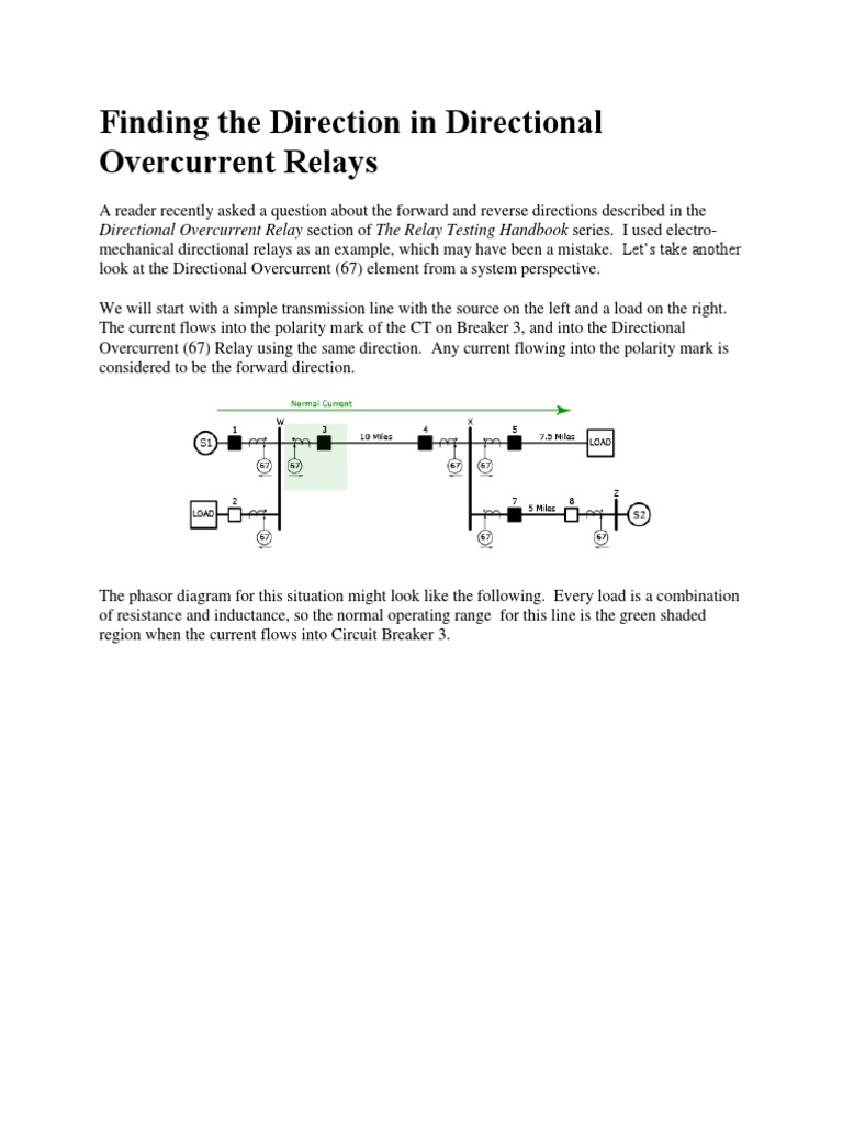 Finding The Direction in Directional Overcurrent Relays | PDF ...