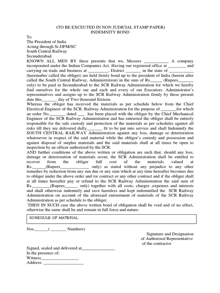 Indemnity Bond | PDF | Indemnity | Civil Law (Legal System)