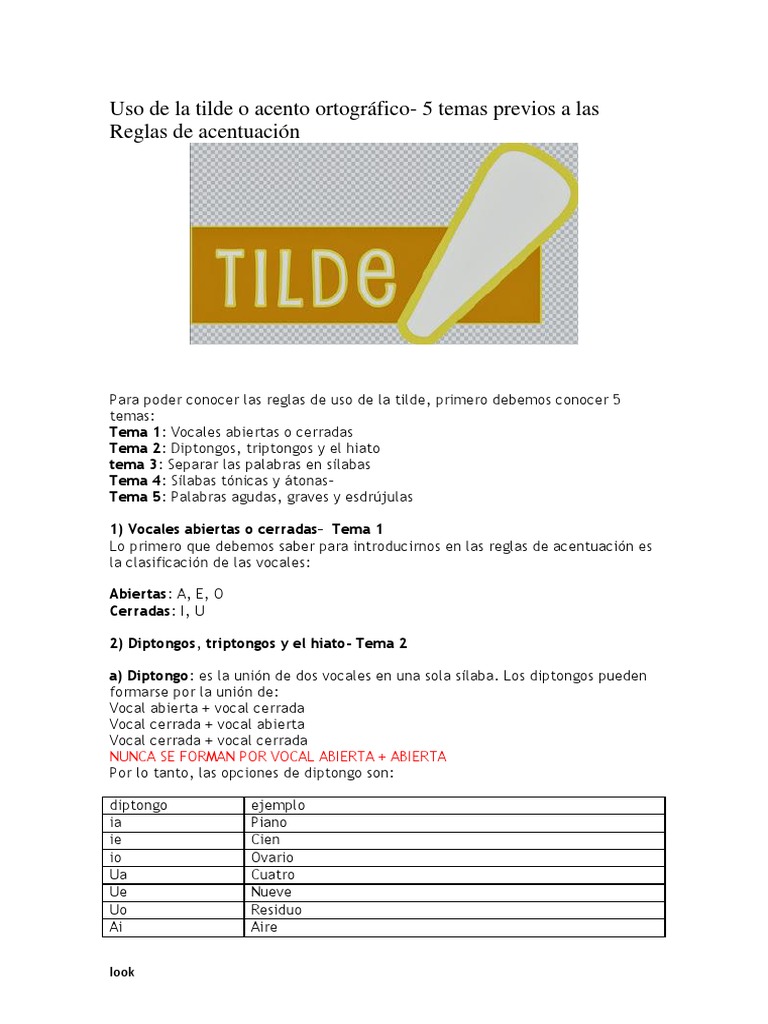 Uso de La Tilde o Acento Ortográfico | Coma | Mecánica del lenguaje ...