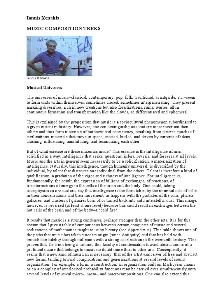 Iannis Xenakis Music Composition Treks: Musical Universes | PDF ...