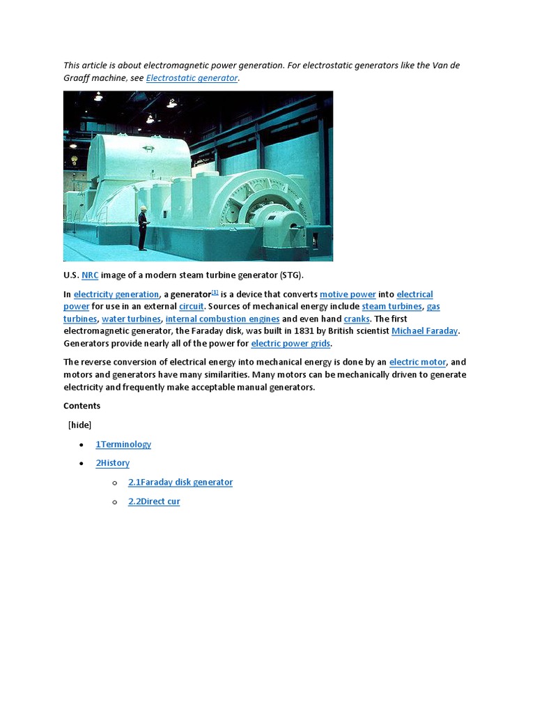 This Article Is About Electromagnetic Power Generation | PDF