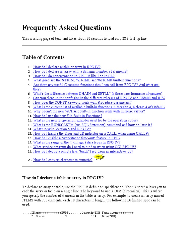 AS400 Frequently Asked Questions - 1 | PDF | Ibm Rpg | Parameter (Computer Programming)