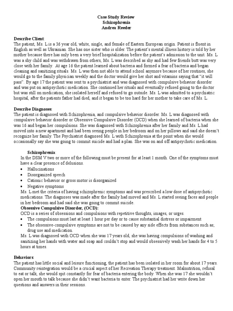Schizophrenia & OCD Case Study | PDF | Obsessive–Compulsive Disorder ...