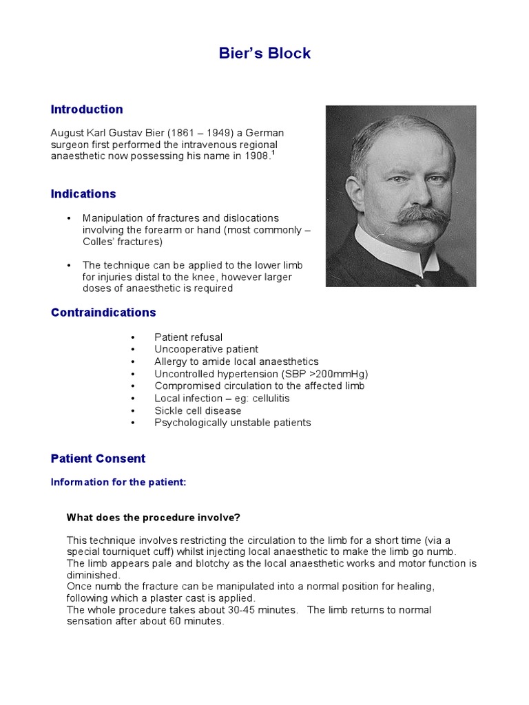 Biers Block | PDF | Anesthesia | Health Sciences