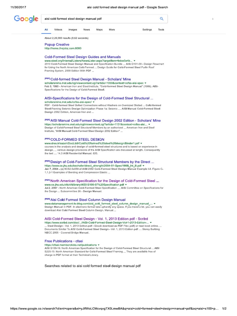 Aisi Cold Formed Steel Design Manual PDF - Google Search | PDF | Metals ...