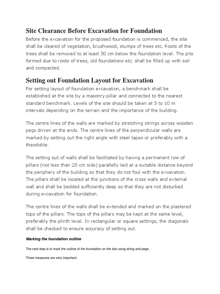 Site Clearance Before Excavation For Foundation: Marking The Foundation ...